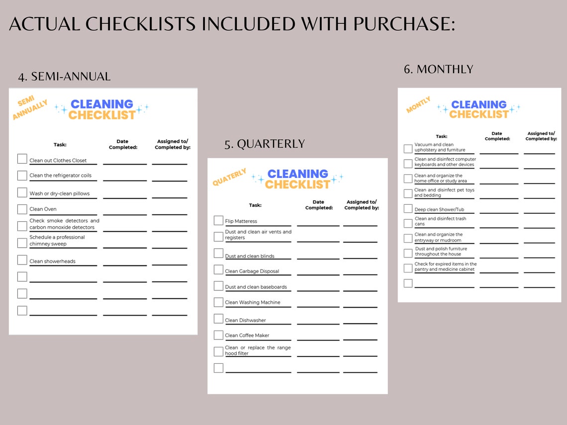Comprehensive Cleaning Checklist Bundle Printable AND Editable - Etsy