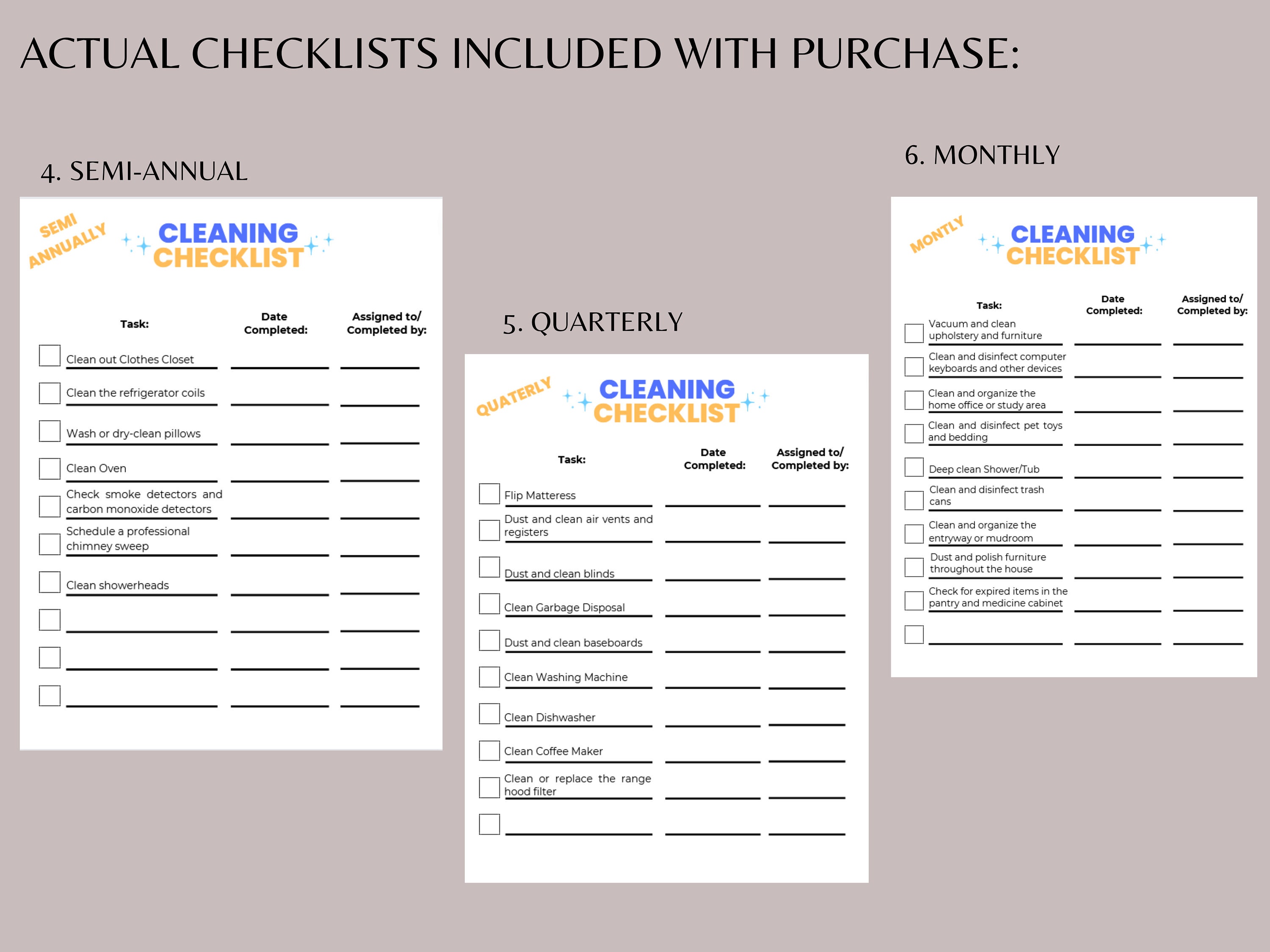 Comprehensive Cleaning Checklist Bundle Printable AND Editable - Etsy