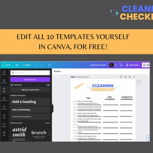 Comprehensive Cleaning Checklist Bundle Printable AND Editable - Etsy