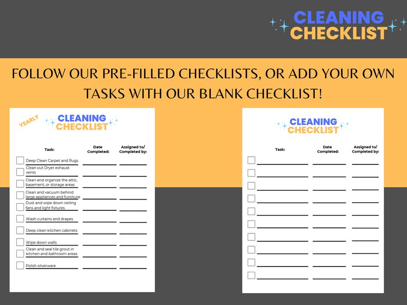 Comprehensive Cleaning Checklist Bundle Printable AND Editable - Etsy