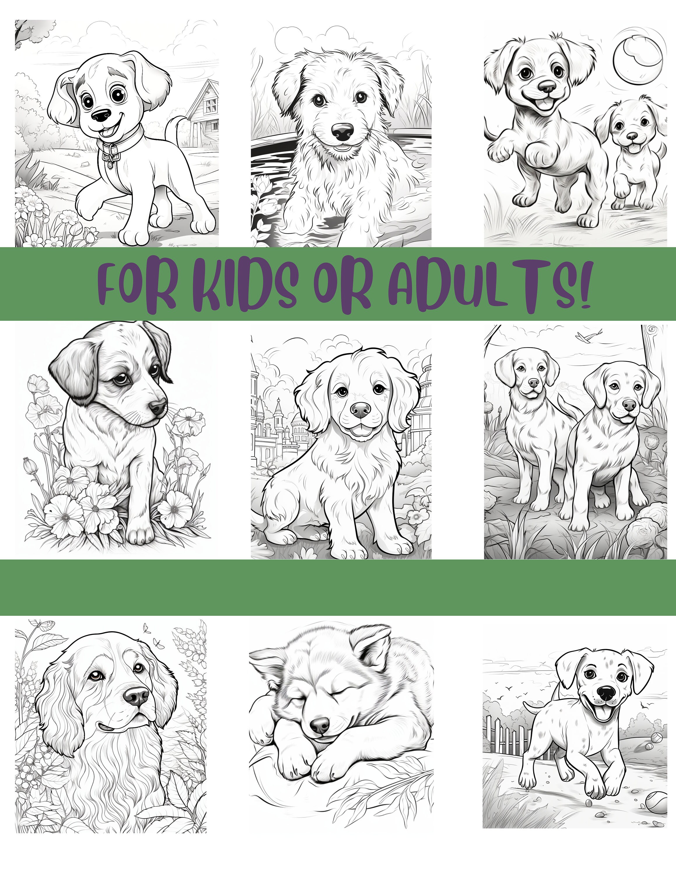 Printable 20 Coloring Book Pages of Dogs and Puppies for Kids and ...