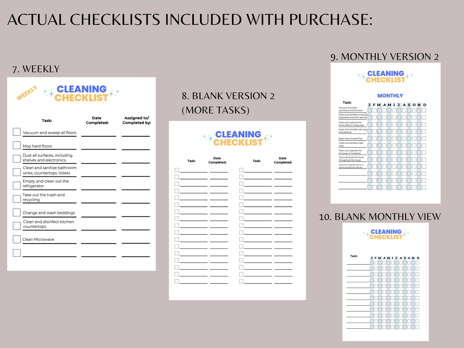 Comprehensive Cleaning Checklist Bundle Printable AND - Etsy