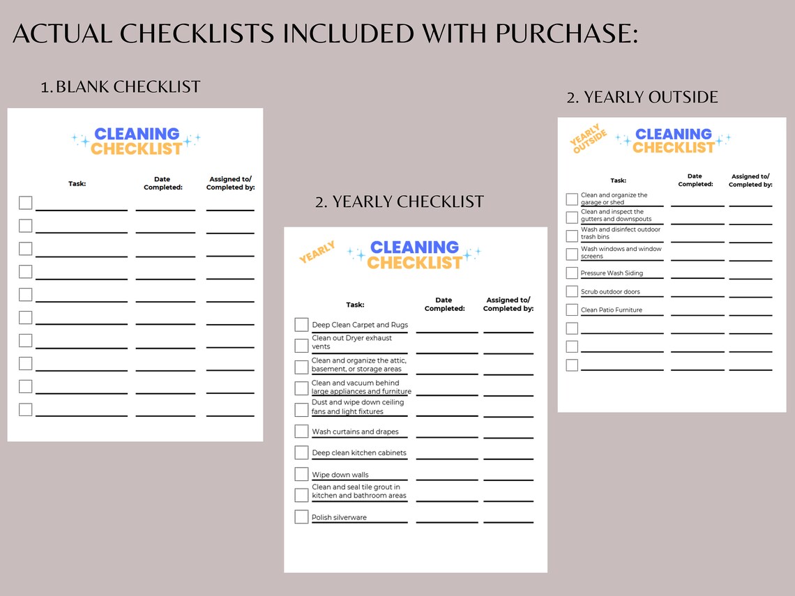 Comprehensive Cleaning Checklist Bundle Printable AND Editable - Etsy