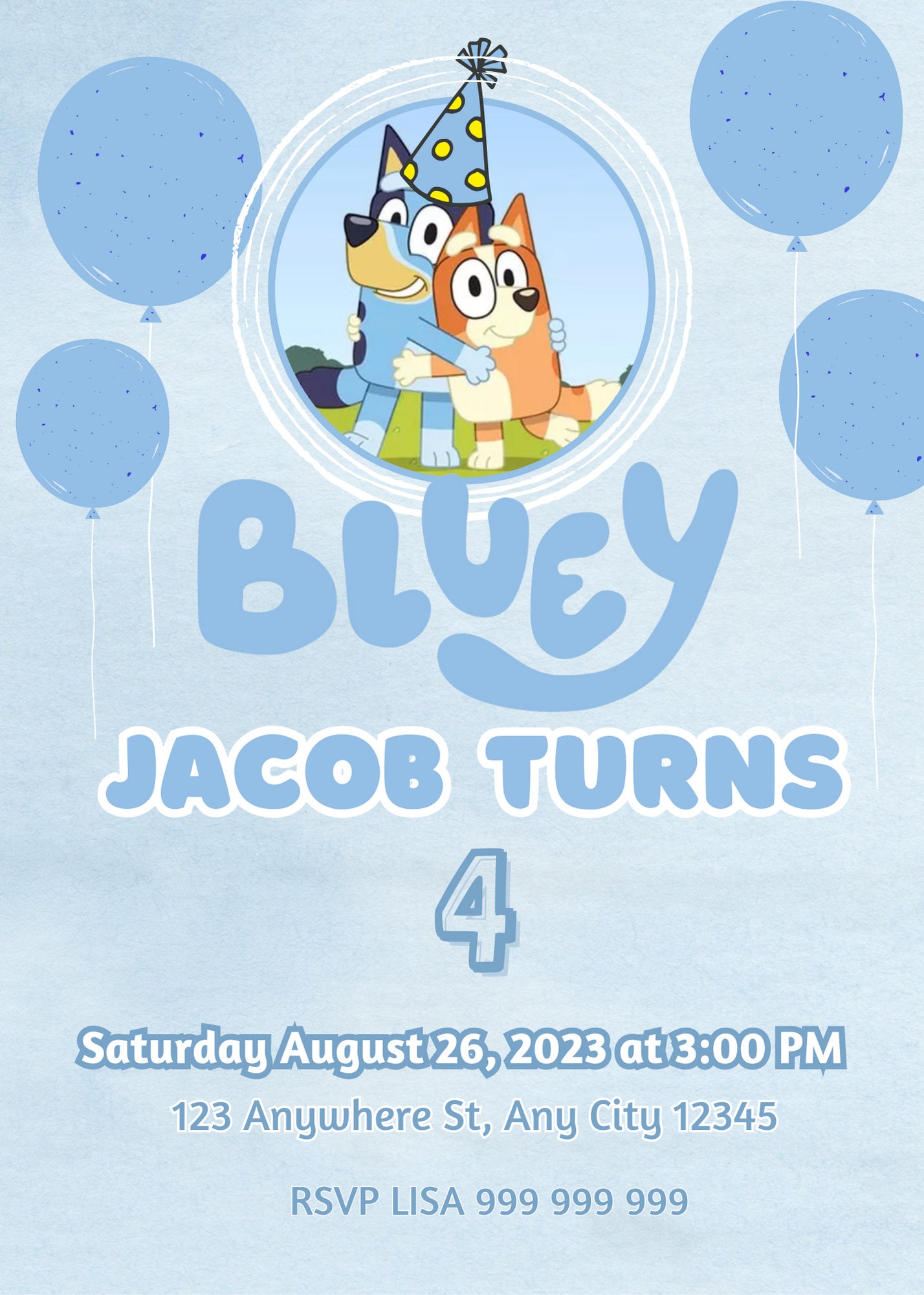 Plantilla de invitación de invitación de cumpleaños de Bluey - Etsy México