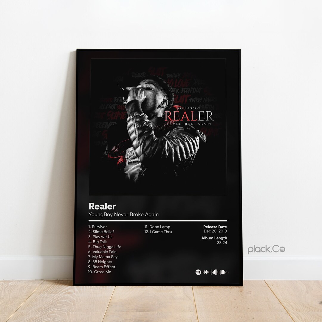 Youngboy Never Broke Again Realer Hip Hop Poster Custom Album Cover NBA ...