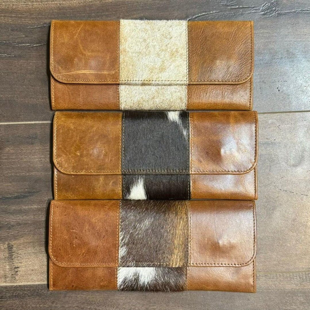 Western Genuine Leather Wallets for Men & Women Vintage Hair on Leather ...