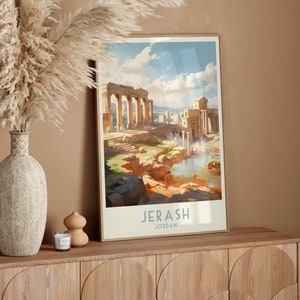 Jerash Travel Print, Jordan, Home Decor, Retro Wall Art, Wedding Gift ...
