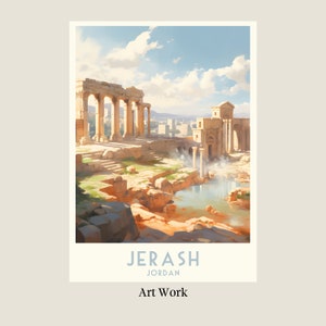 Jerash Travel Print, Jordan, Home Decor, Retro Wall Art, Wedding Gift ...