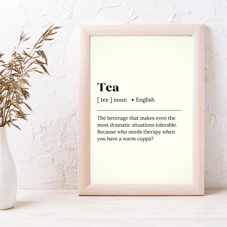 Tea Definition Print, Wall Art Print, Printable Poster, Minimalist ...