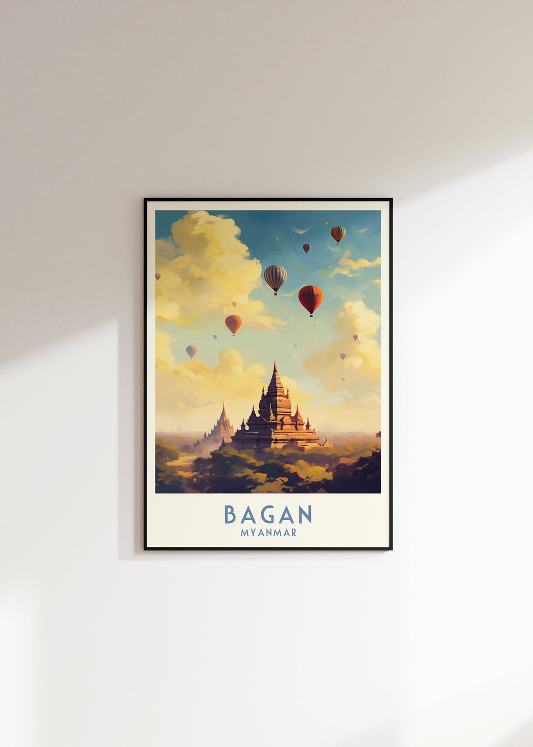 Bagan Travel Print, Myanmar Print, Myanmar, Home Decor, Retro Wall Art ...