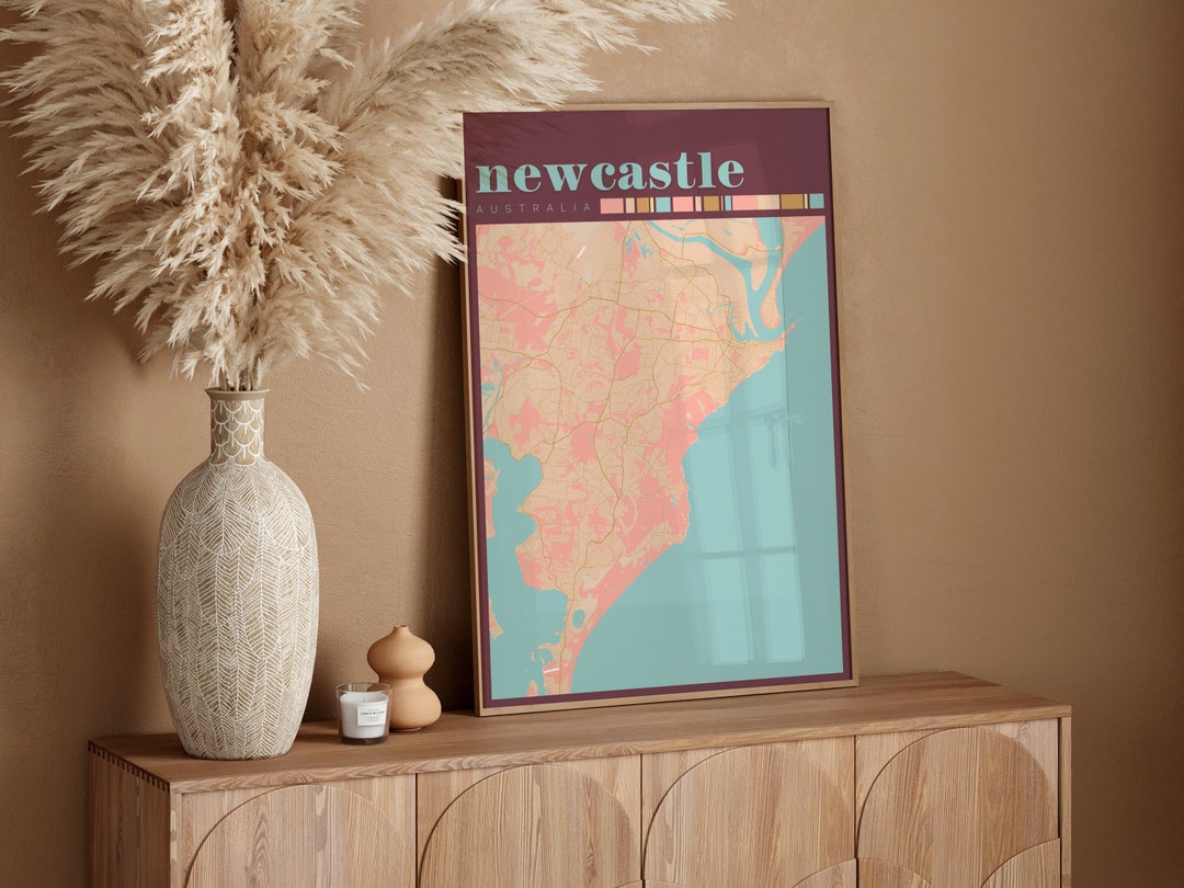 Newcastle Map Poster, Newcastle Map Print, Newcastle Australia ...