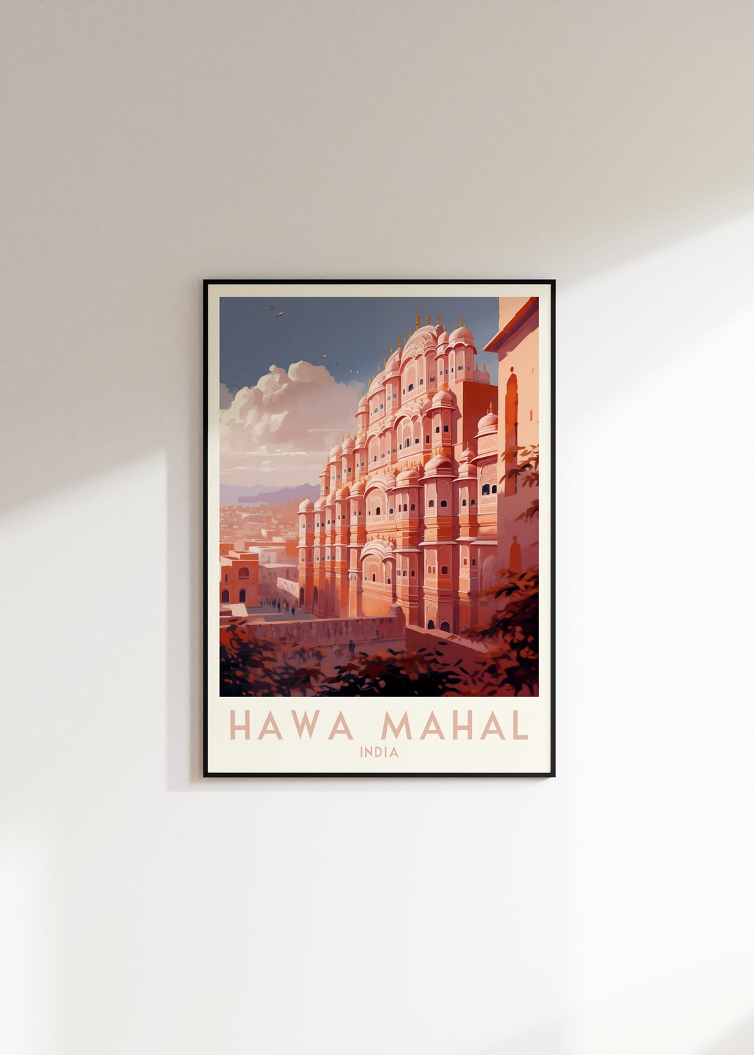 Hawa Mahal Travel Print, India Print, India, Home Decor, Retro Wall Art ...