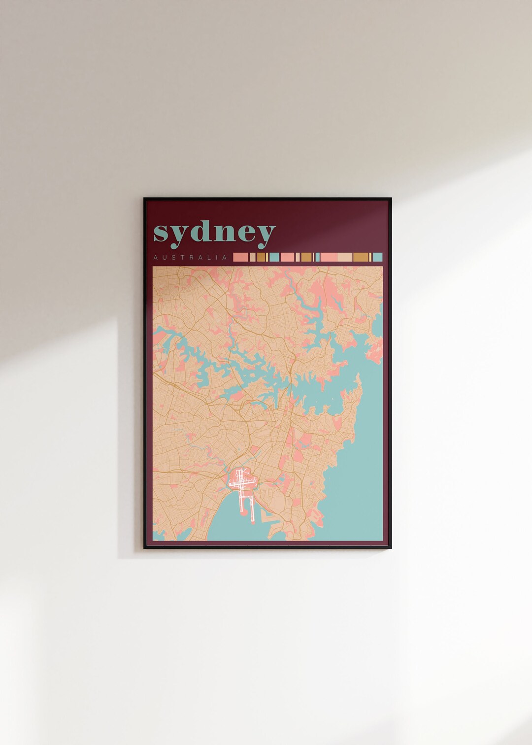 Sydney Map Poster, Sydney Map Print, Sydney Australia, Contemporary Map ...