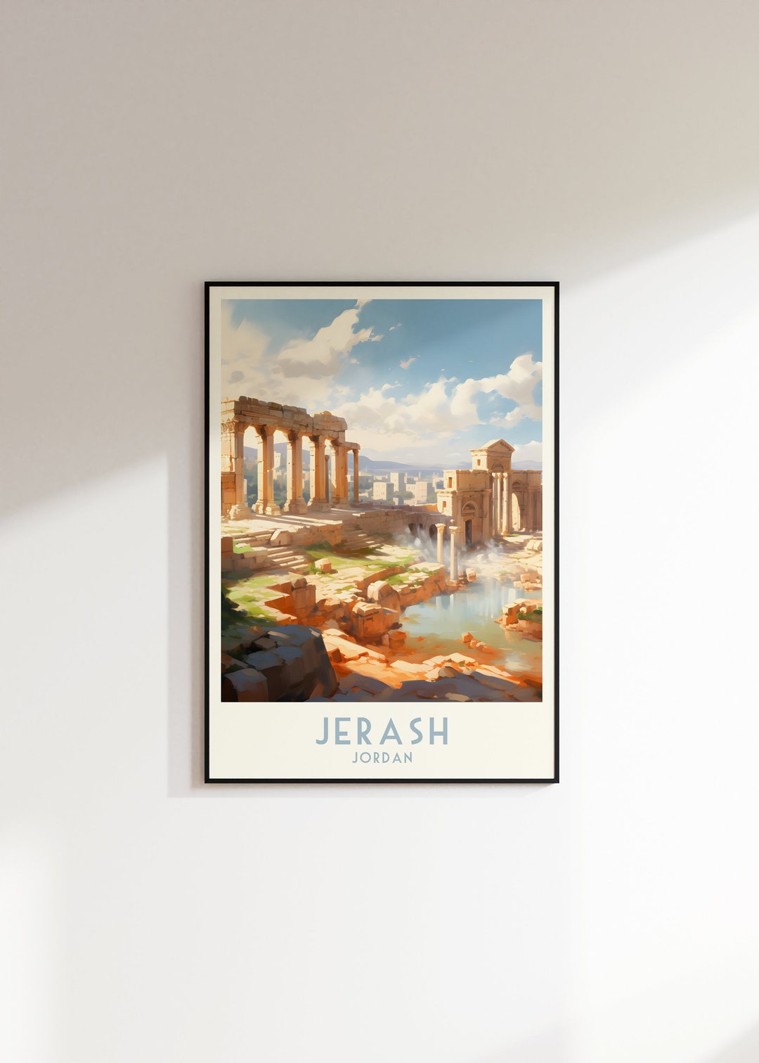 Jerash Travel Print, Jordan, Home Decor, Retro Wall Art, Wedding Gift ...