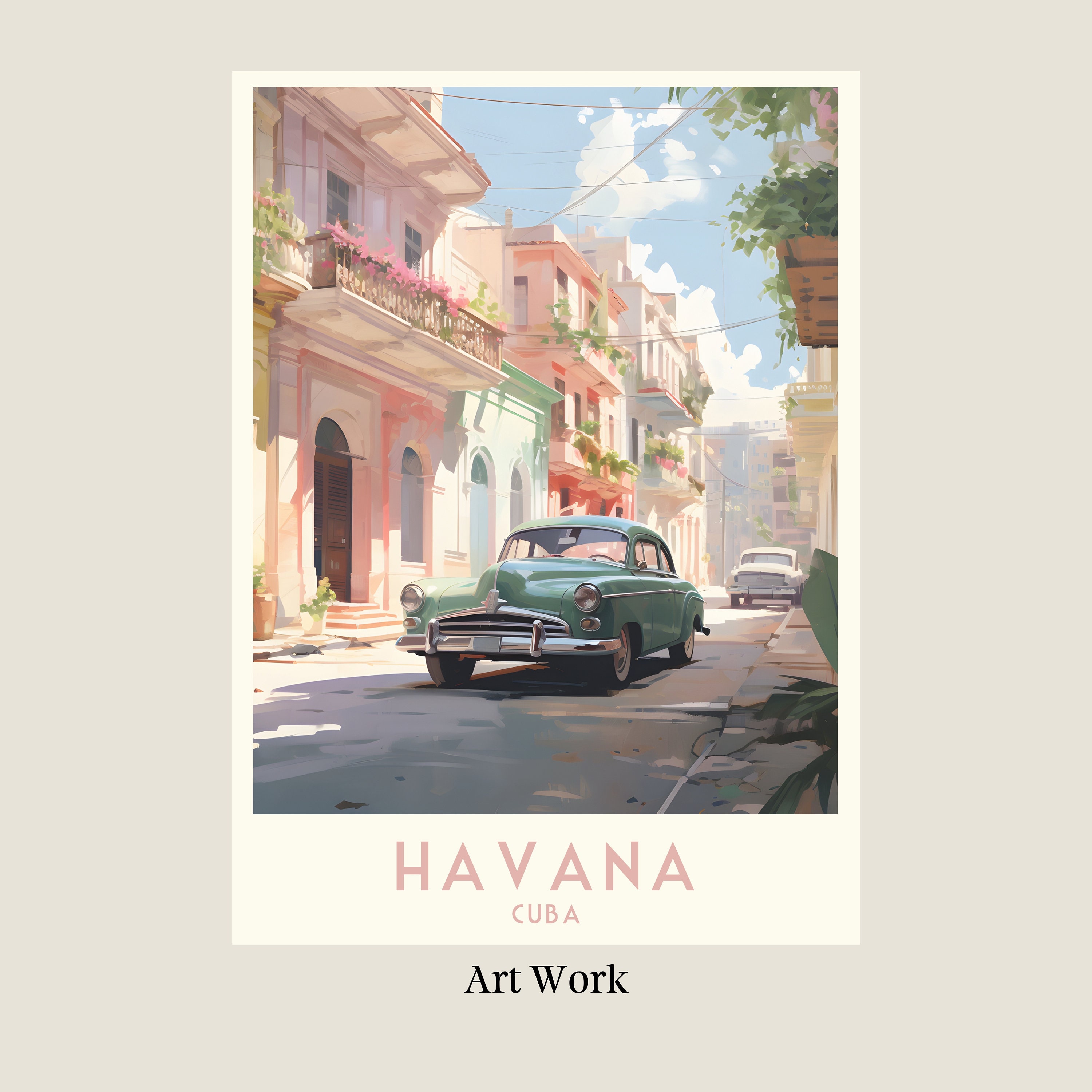 Havana Travel Print, Cuba Poster, Home Decor, Retro Wall Art, Wedding ...