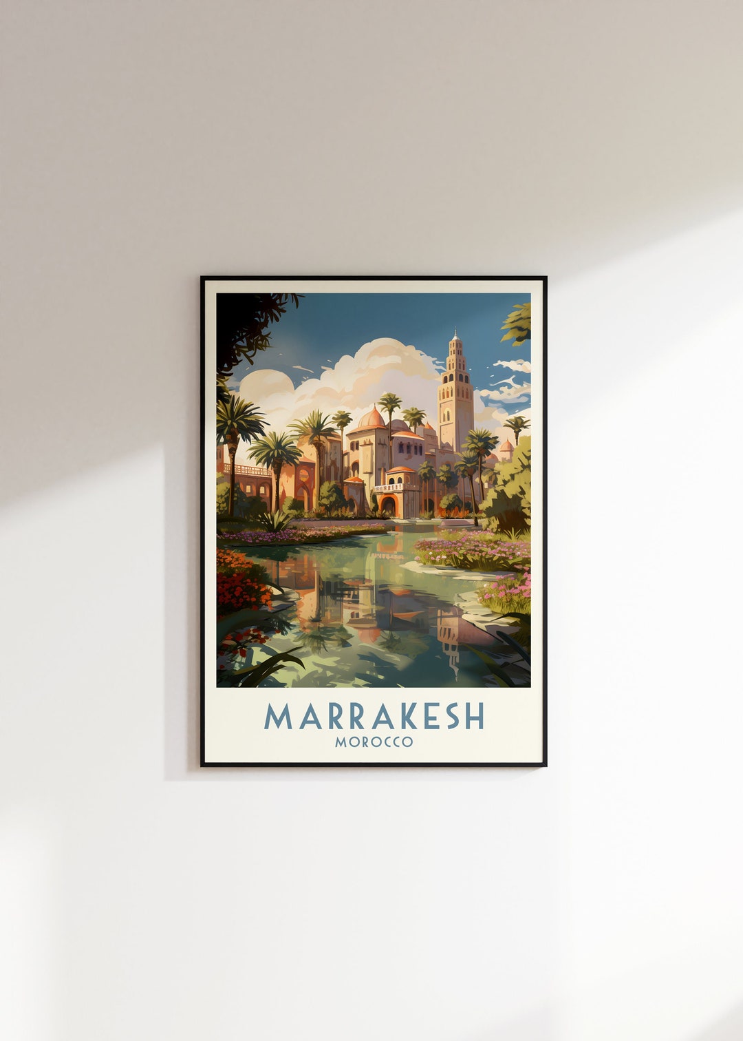 Marrakesh Travel Print, Morocco Poster, Home Decor, Retro Wall Art ...