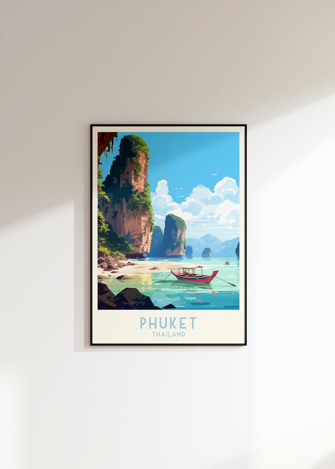 Phuket Travel Print, Thailand, Home Decor, Retro Wall Art, Wedding Gift ...