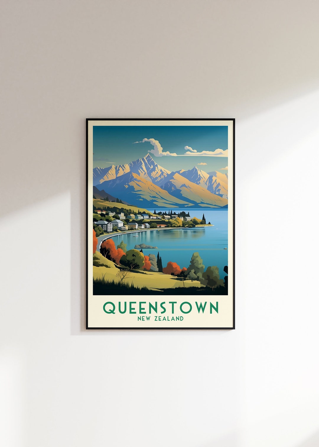 Queenstown Travel Print, New Zealand Print, New Zealand Wall Art, Home ...
