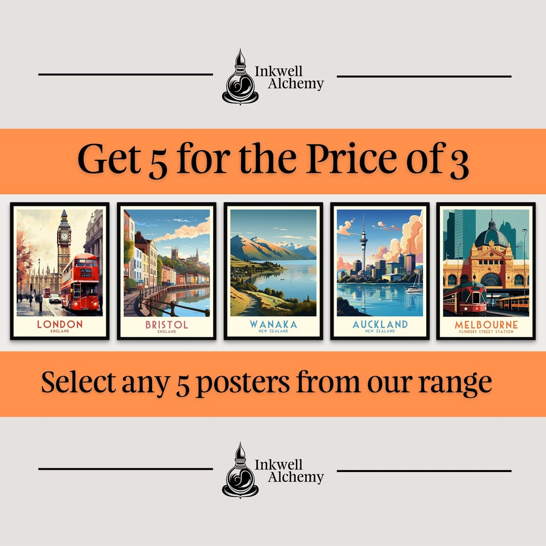Set of 5 Travel Prints From the Existing Range, Travel Posters, Money ...