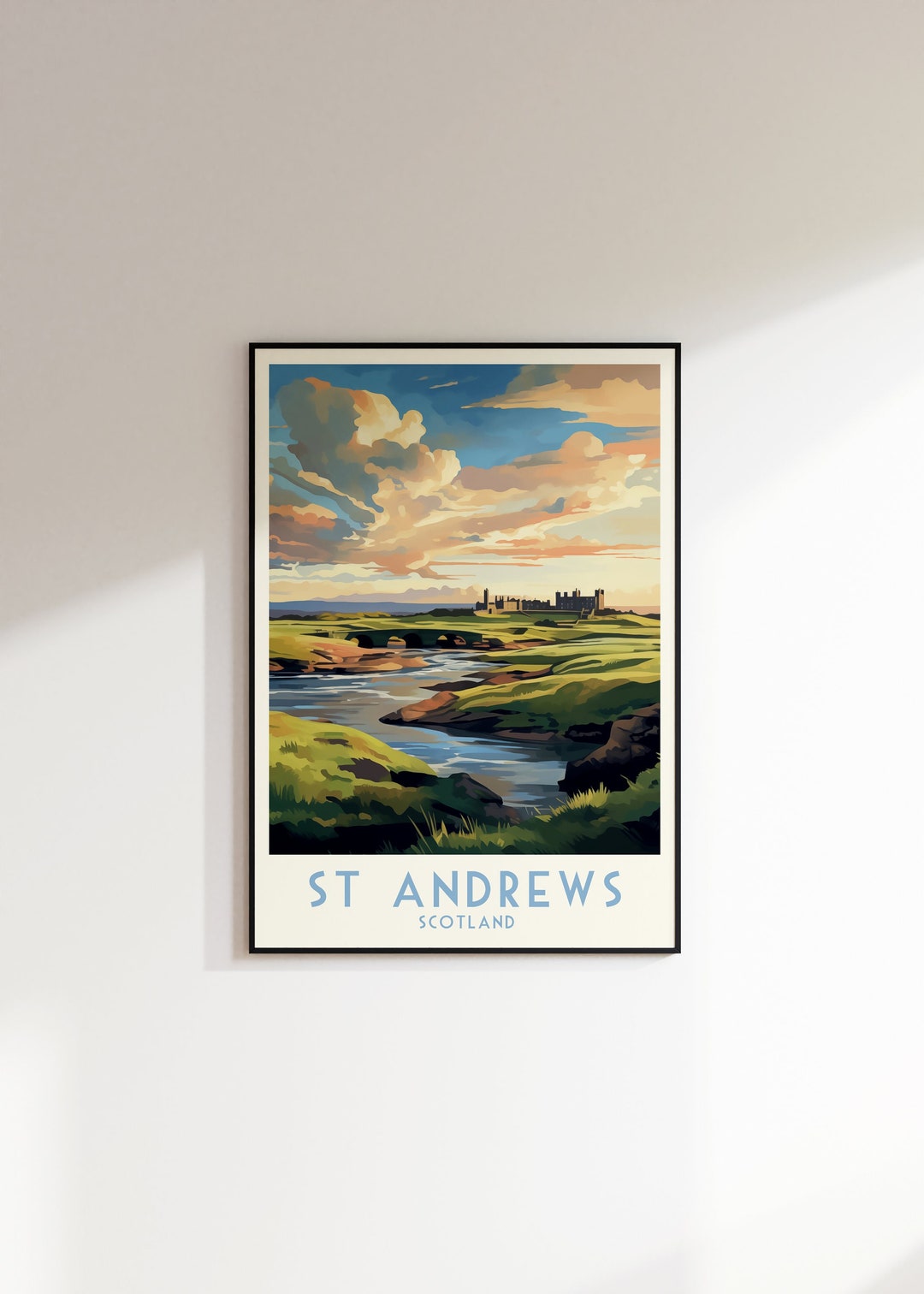 St Andrews Golf Course Print, Scotland, Golf Poster, Home Decor, Retro ...