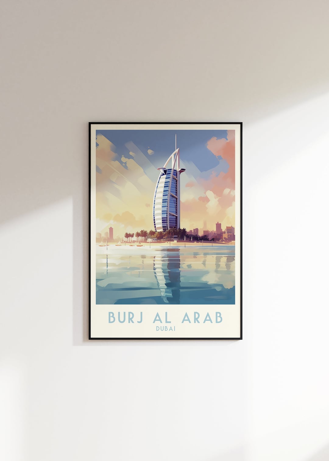 Burj Al Arab Travel Print, Dubai Print, Dubai, Home Decor, Retro Wall ...