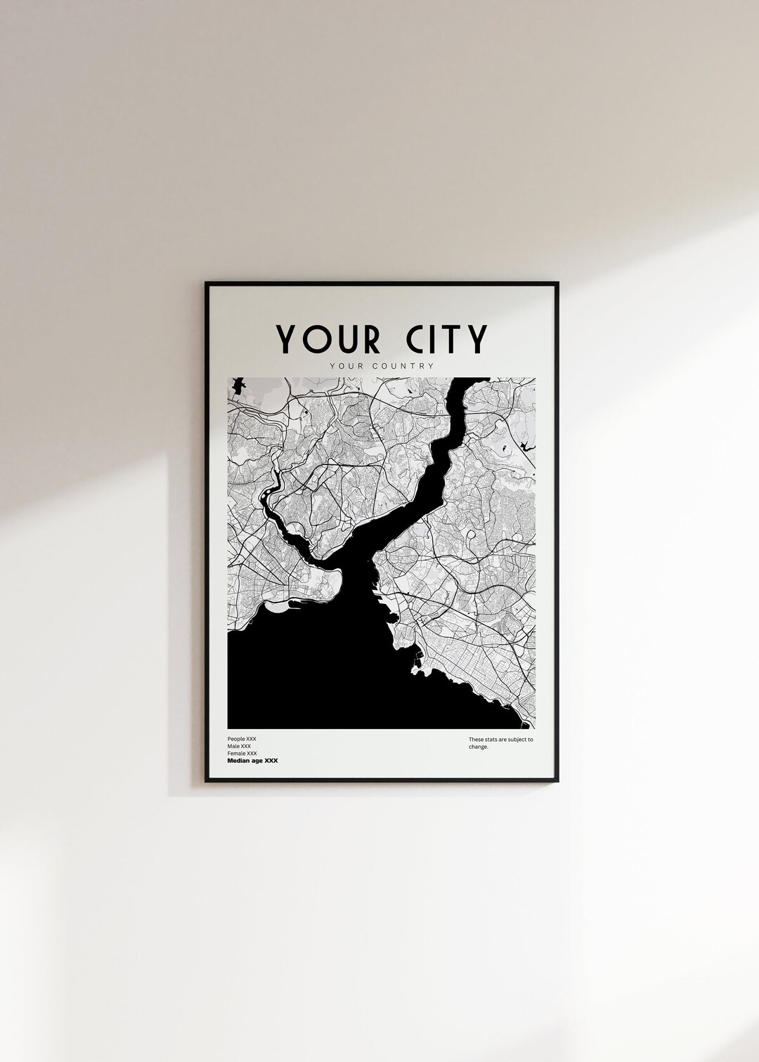 Custom City Map Poster, Custom City Map Print, Contemporary Map, Modern ...