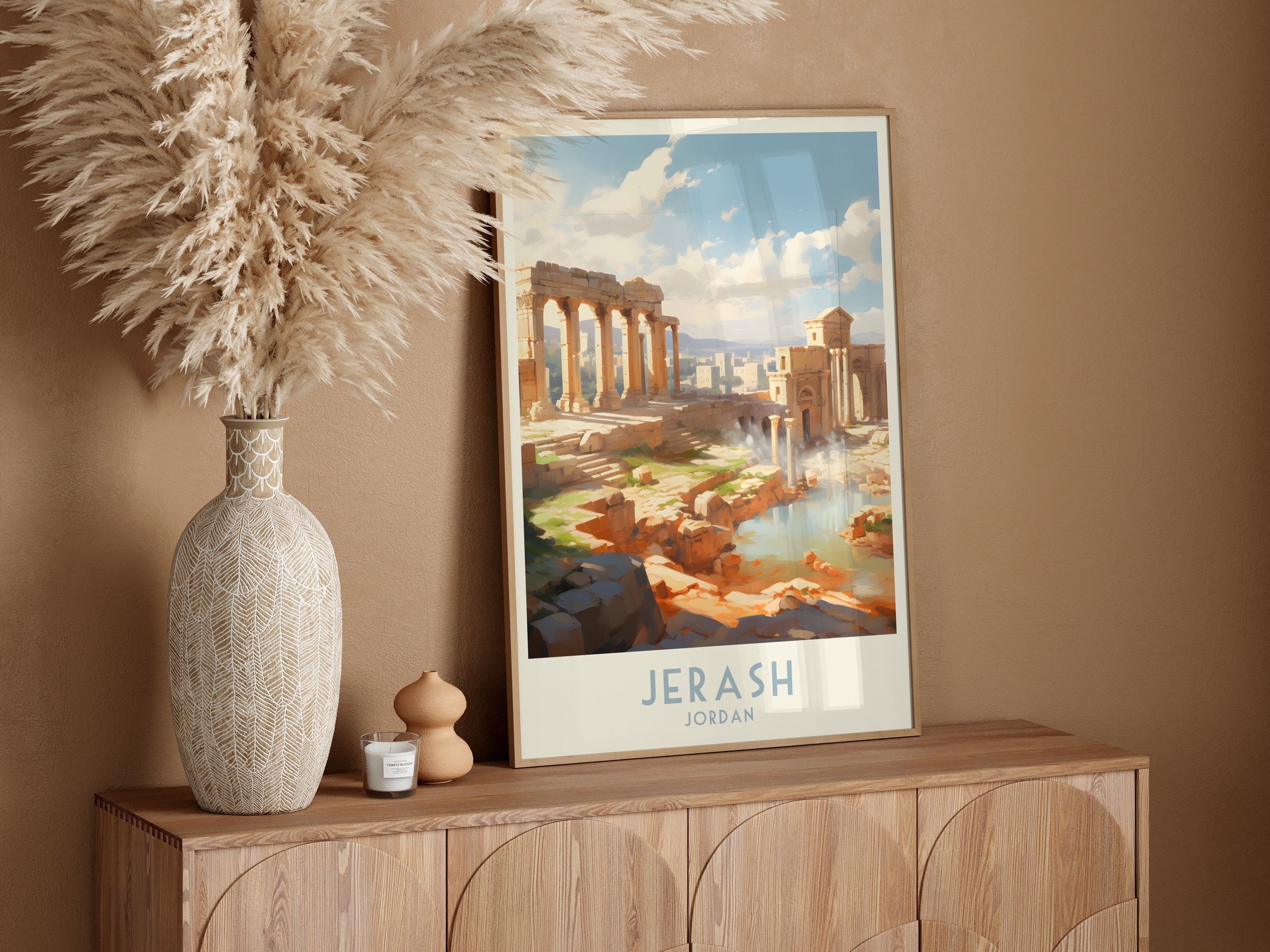Jerash Travel Print, Jordan, Home Decor, Retro Wall Art, Wedding Gift ...