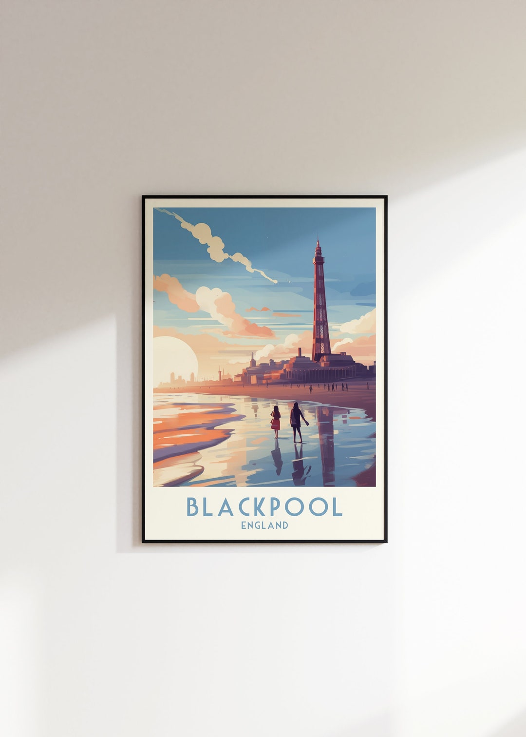 Blackpool Travel Print, Englan Print, United Kingdom, Home Decor, Wall ...