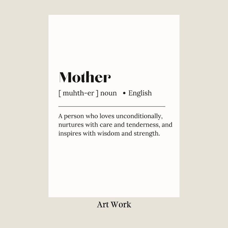 Mother Definition Print, Mother's Day Gift, Gifts for Mom, Minimalist ...
