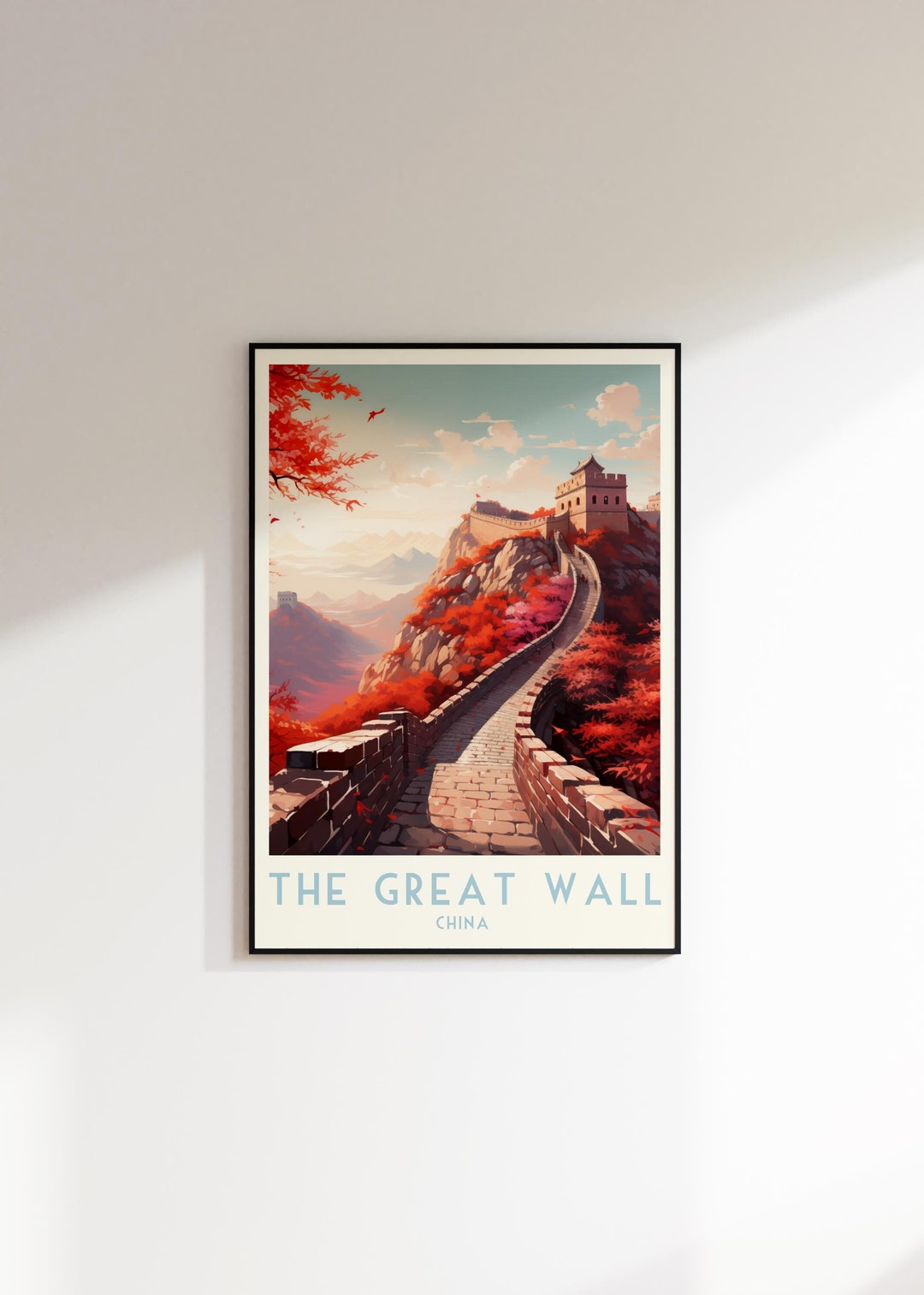 The Great Wall Travel Print, China, Home Decor, Retro Wall Art, Wedding ...