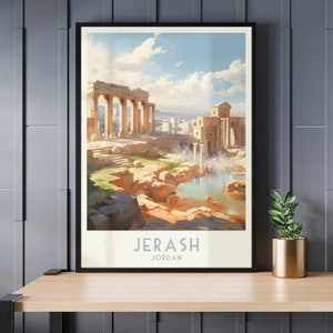 Jerash Travel Print, Jordan, Home Decor, Retro Wall Art, Wedding Gift ...