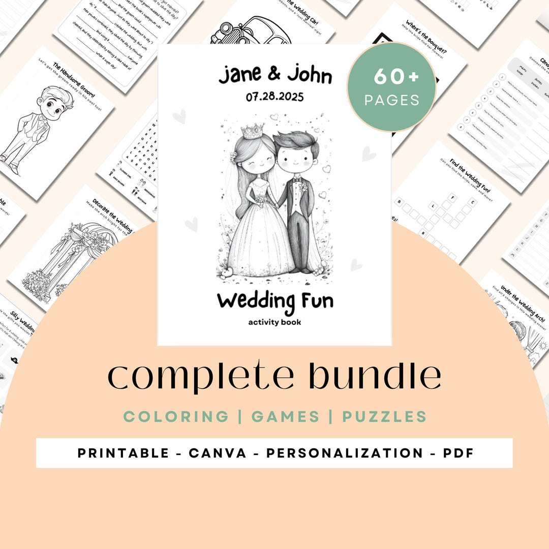 Kids Wedding Activity Book Printable Coloring Pages Fun Reception Games ...
