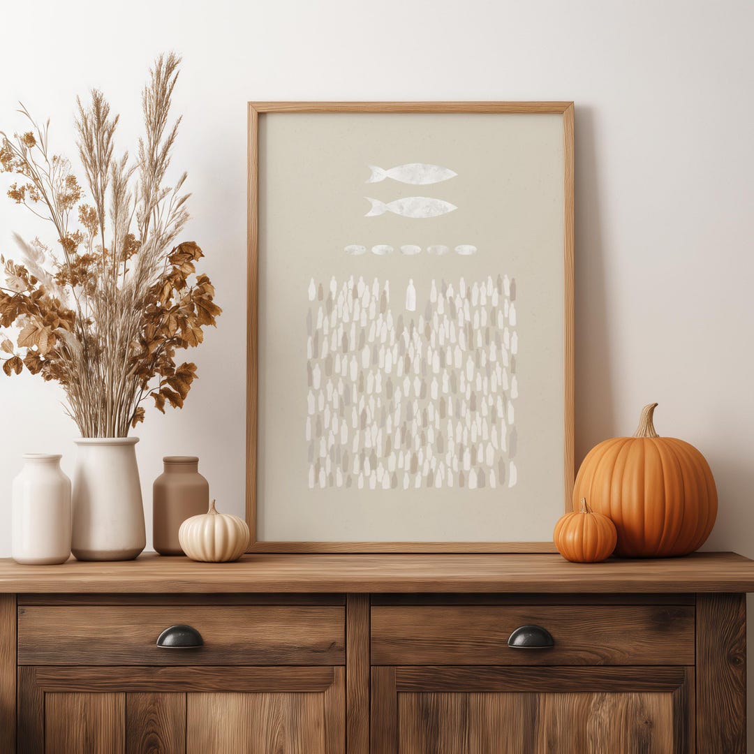 Catholic Art: Jesus Feeds the 5000, Subtle Christian Wall Art Print in ...