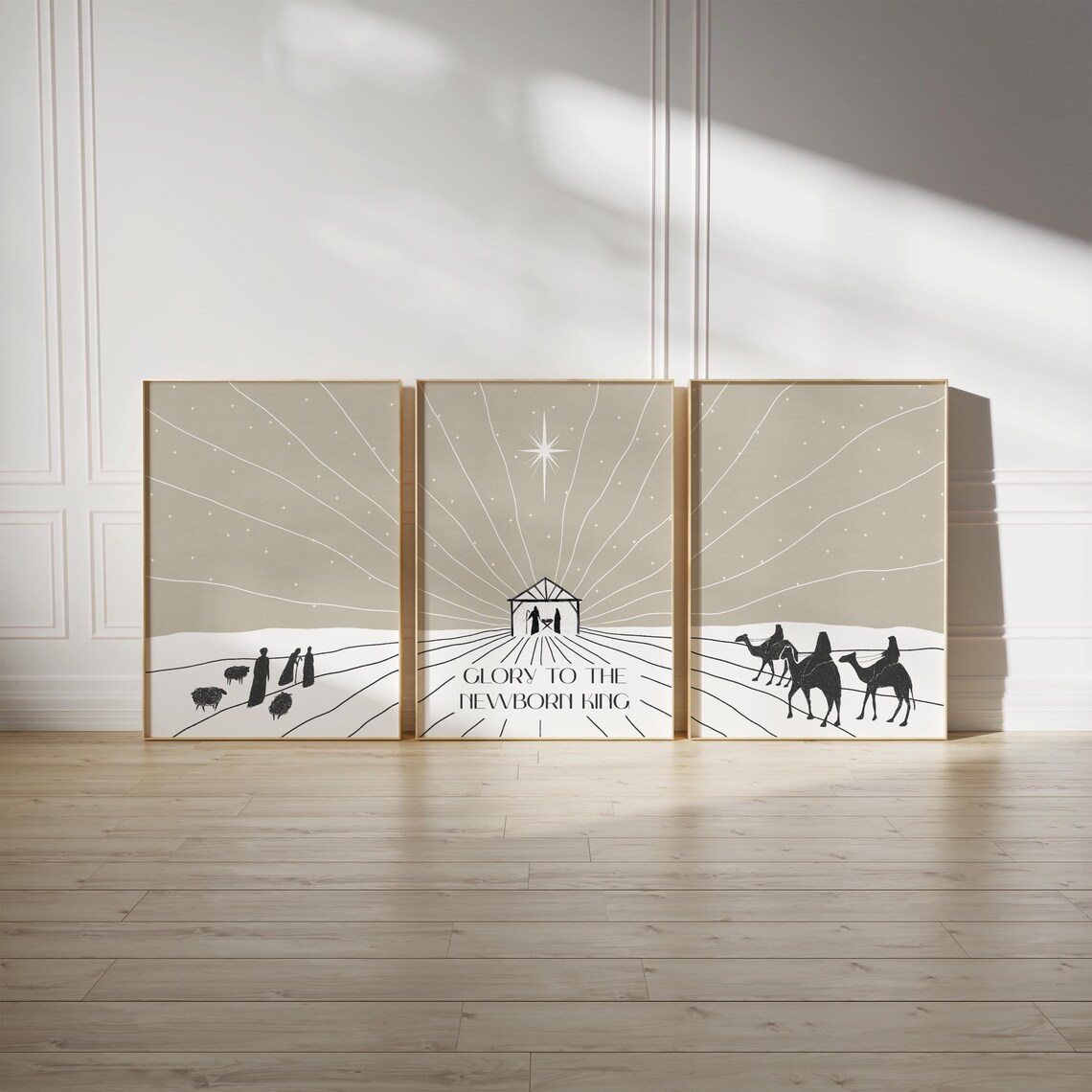 Nativity Scene Wall Art Set, Modern Christmas Christian Art, Jesus Art ...