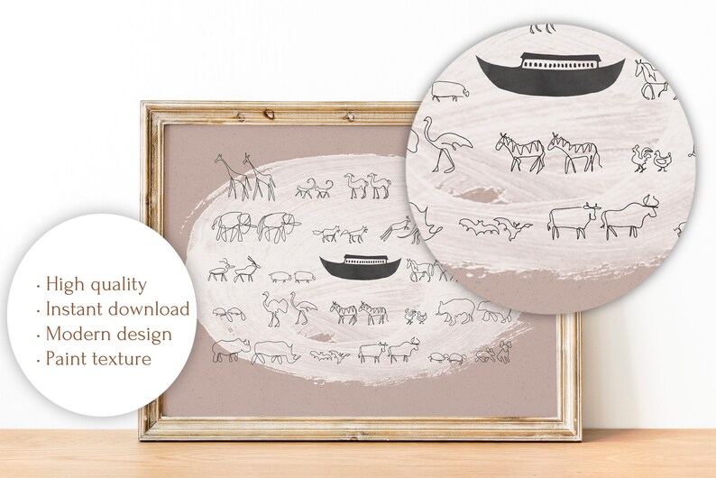 Noah's Ark, Two of Every Animal, Christian Modern Wall Art, Bible ...