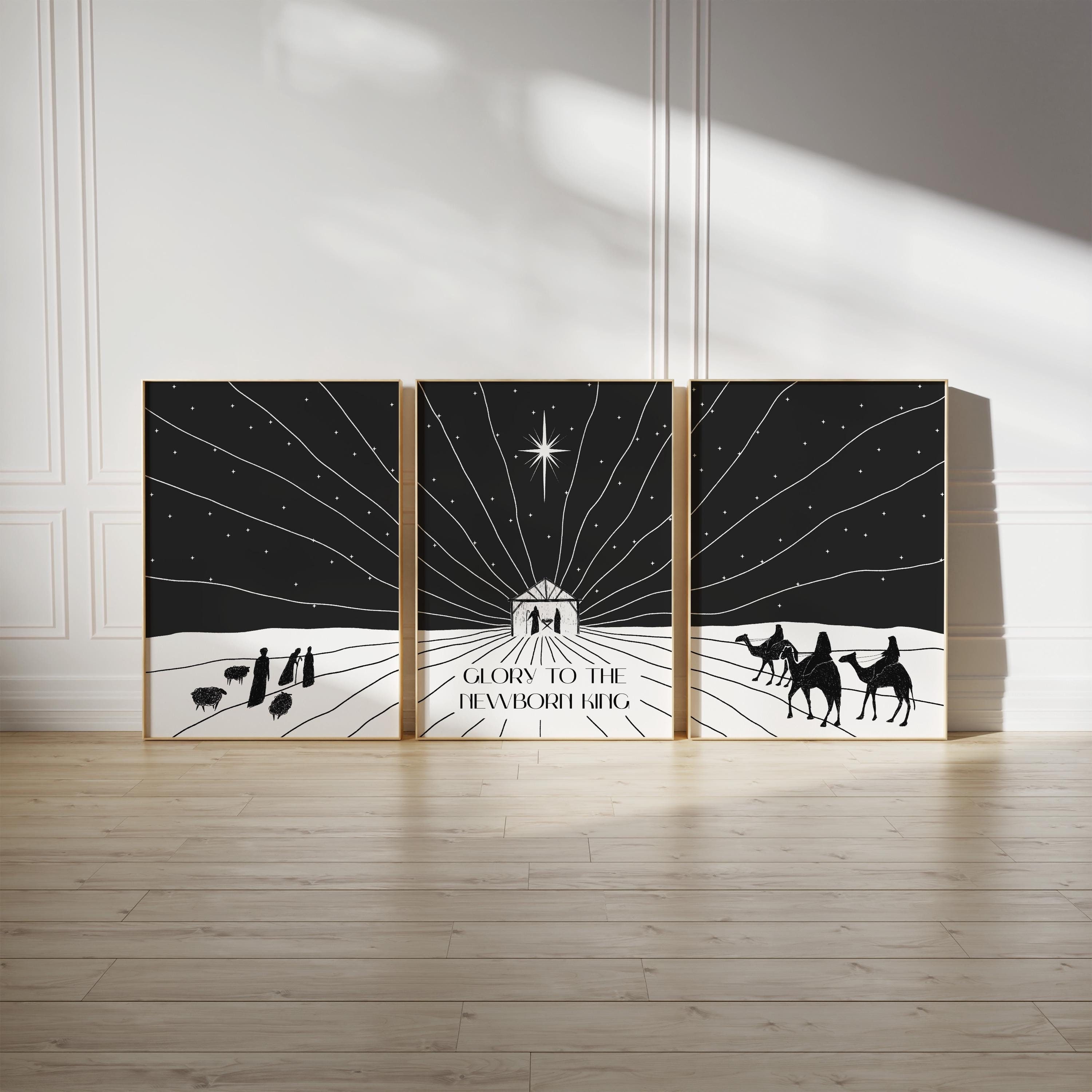 Nativity Scene Wall Art Set, Modern Christmas Christian Art, Jesus Art ...