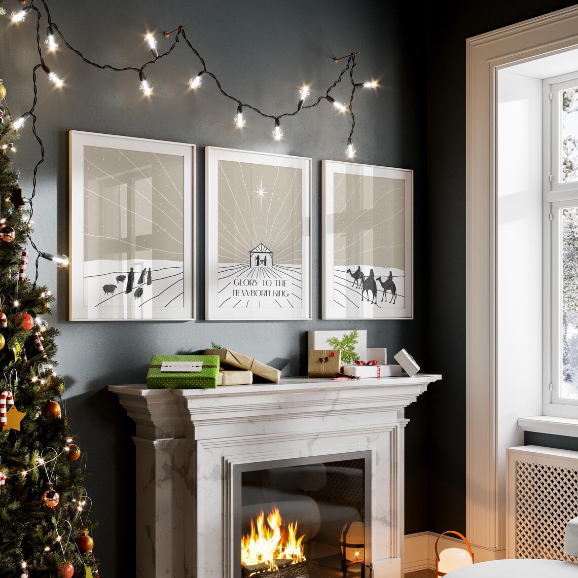 Nativity Scene Wall Art Set, Modern Christmas Christian Art, Jesus Art ...