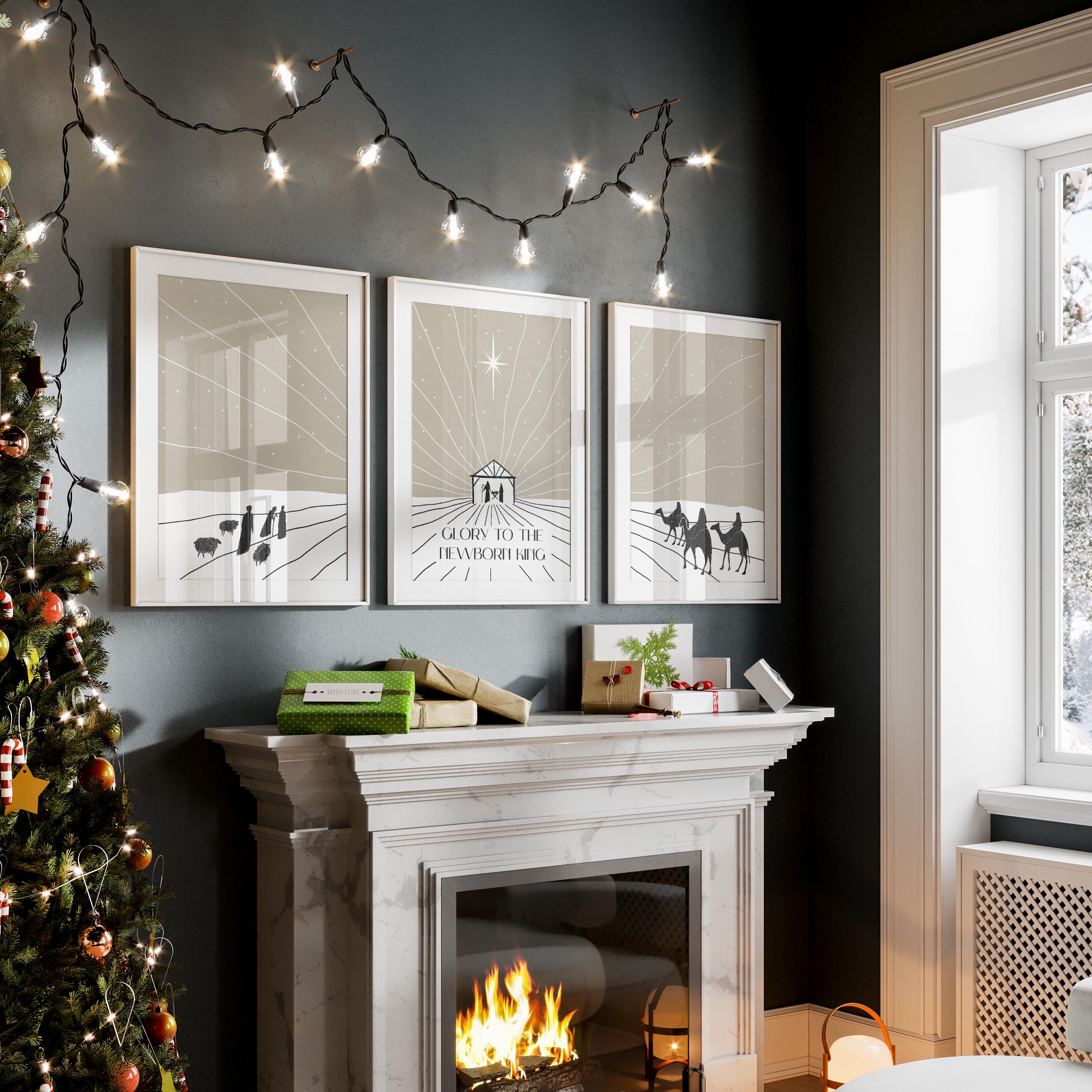 Nativity Scene Wall Art Set, Modern Christmas Christian Art, Jesus Art ...