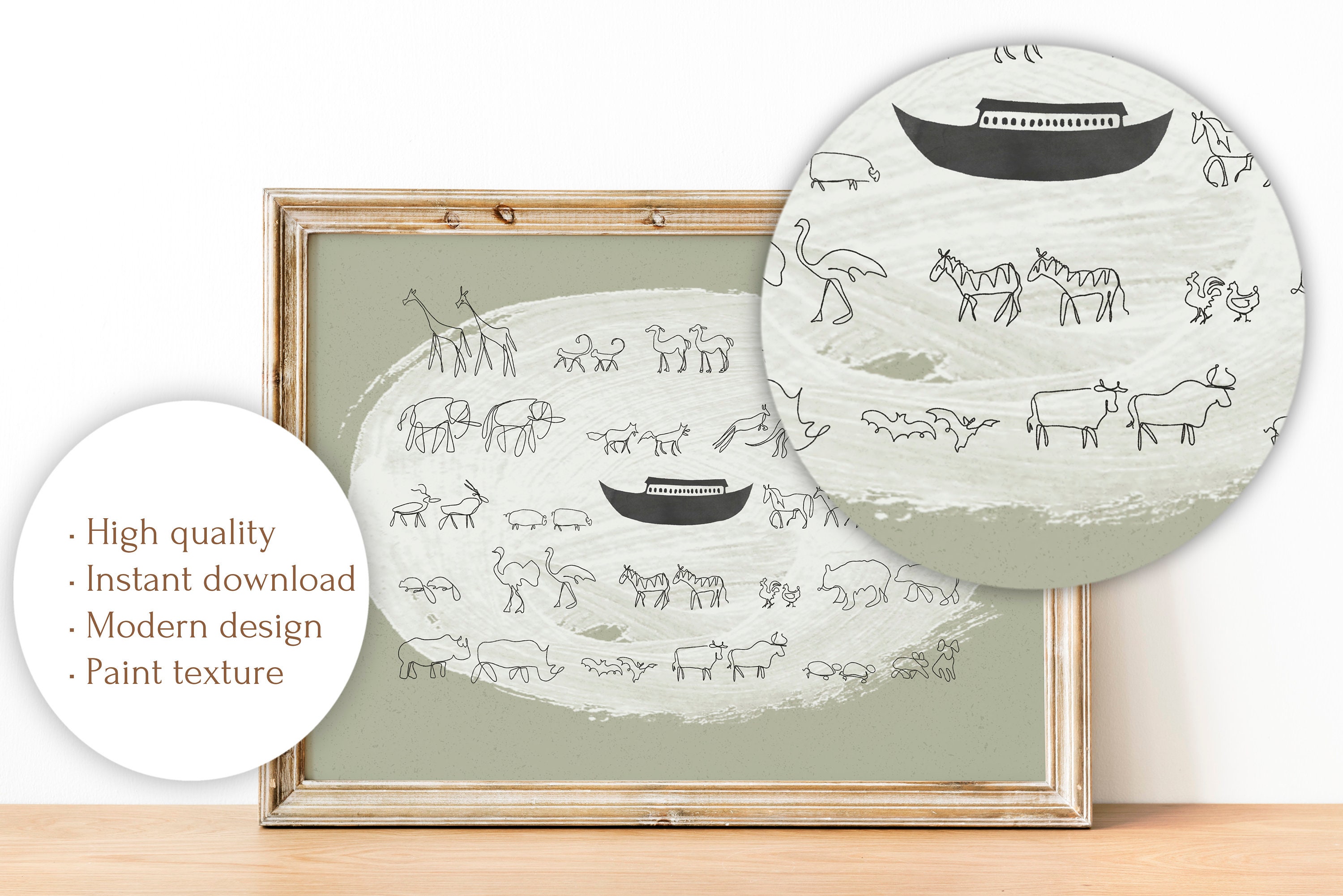 Noah's Ark, Two of Every Animal, Christian Modern Wall Art, Bible ...