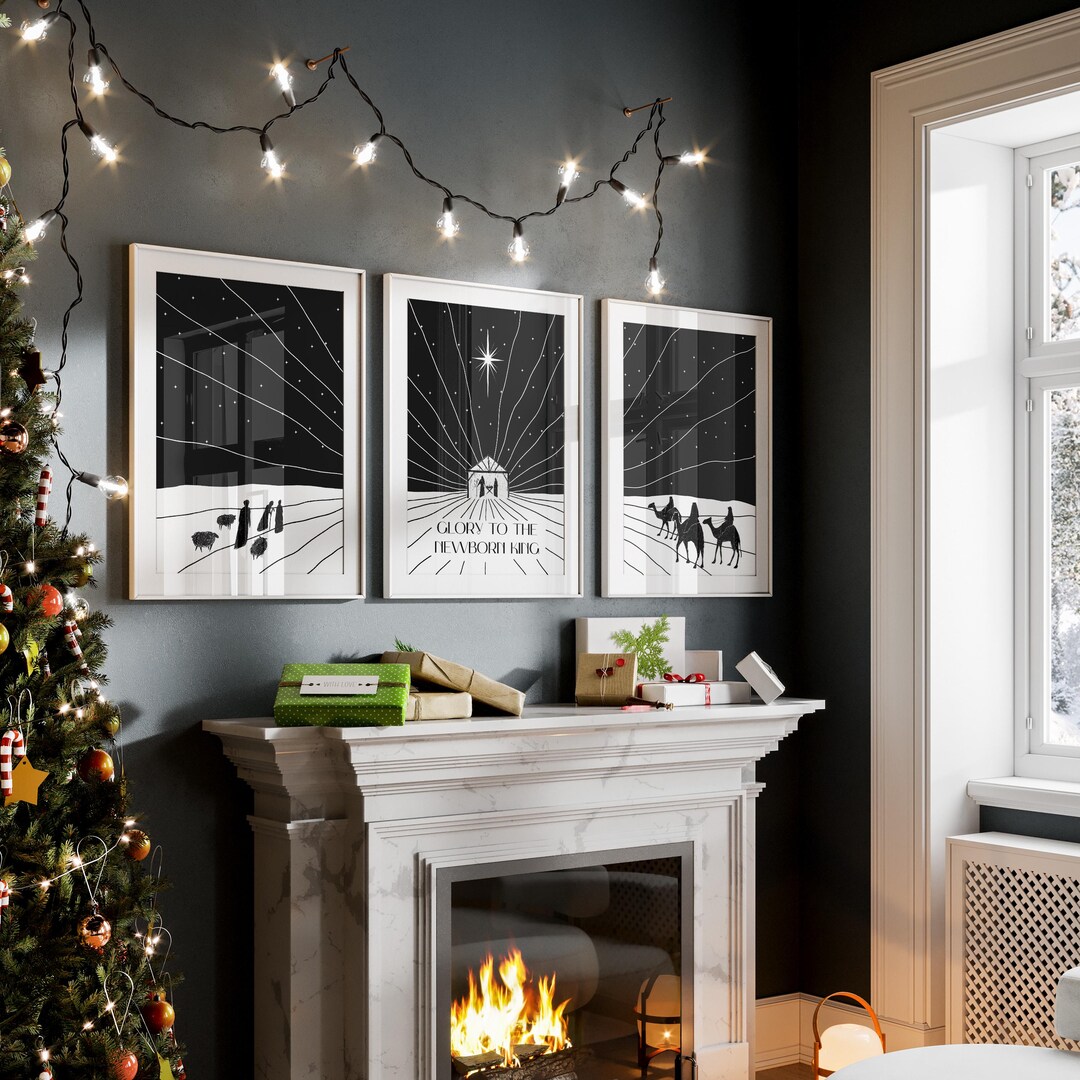 Holy Night Print, Immanuel, Star of Bethlehem, Nativity Scene Wall Art ...