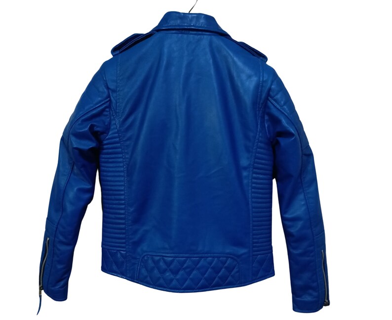 Handmade Men's Blue Leather Racing Jacket, Streetwear Sheepskin ...