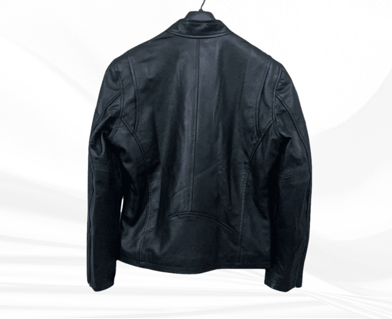Black Premium Men's Leather Jacket Durable Racing Jacket Collared ...