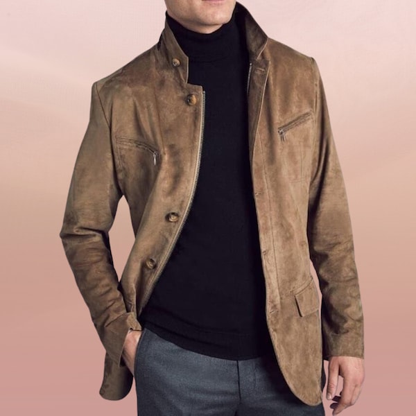 Men Suede Jacket - Etsy