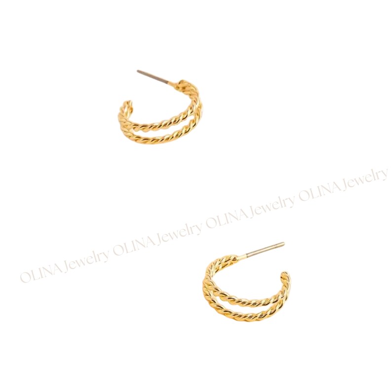 14K Gold Twisted Hoop, Minimalist Twisted Hoops, Gold Rope Chain Hoop Earrings, Lightweight ...