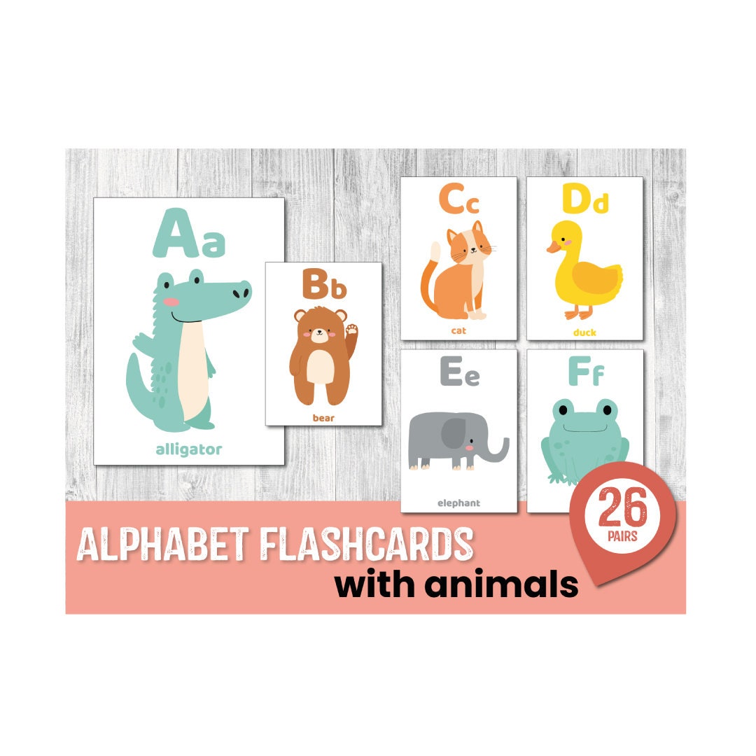 ABC Flashcards - Alphabet Flashcards - Preschool Learning - Wild Animal ...