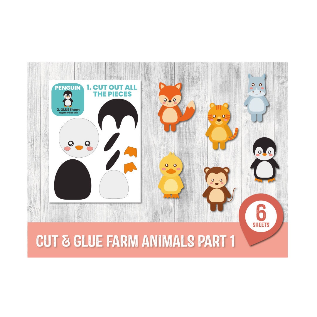 Wild Animals Cut and Paste Activities, Arrange Animal Body, Cut and ...
