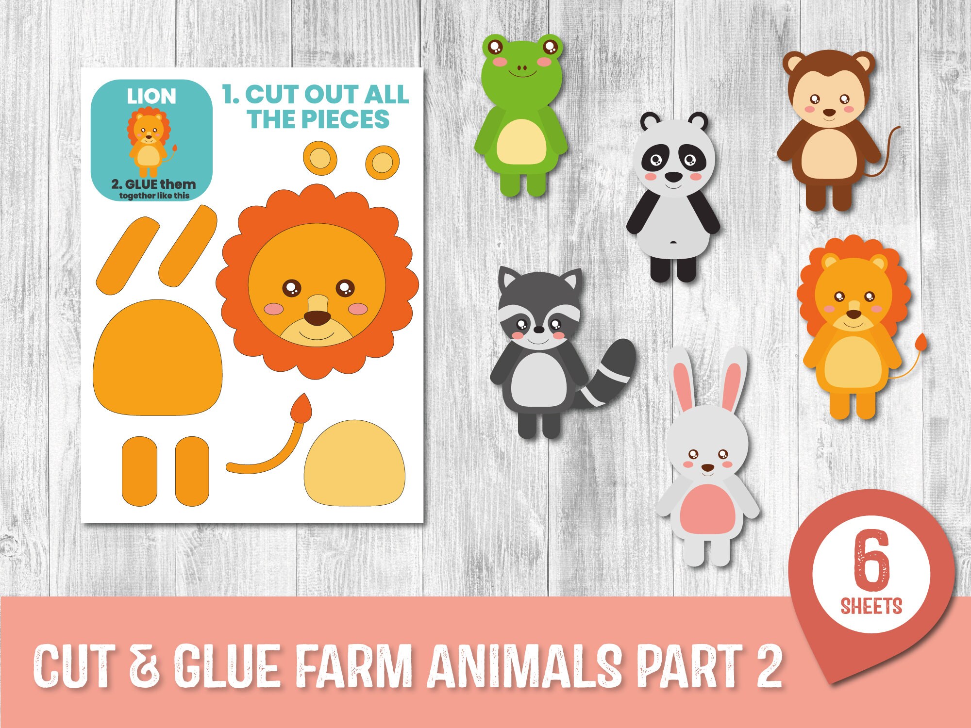 Wild Animals Cut and Paste Activities, Arrange Animal Body, Cut and ...
