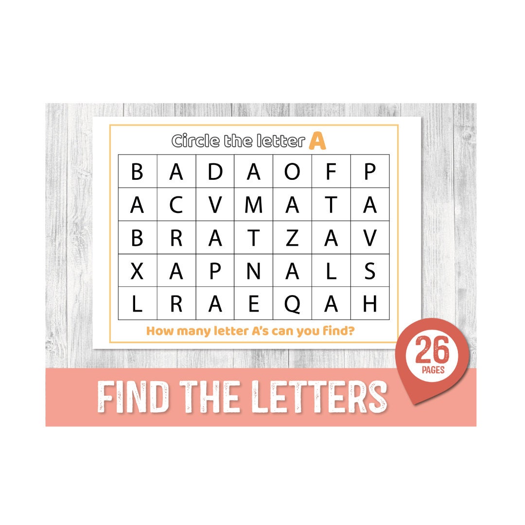 Kindergarten Letter Search, Printable, Alphabet, Literacy, Counting ...