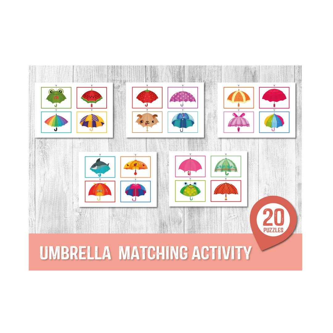 Umbrella Matching Activity, Umbrella Puzzles, Symmetry, Kids Puzzles ...