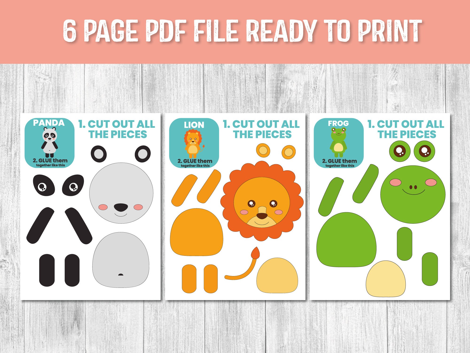 Wild Animals Cut and Paste Activities, Arrange Animal Body, Cut and ...